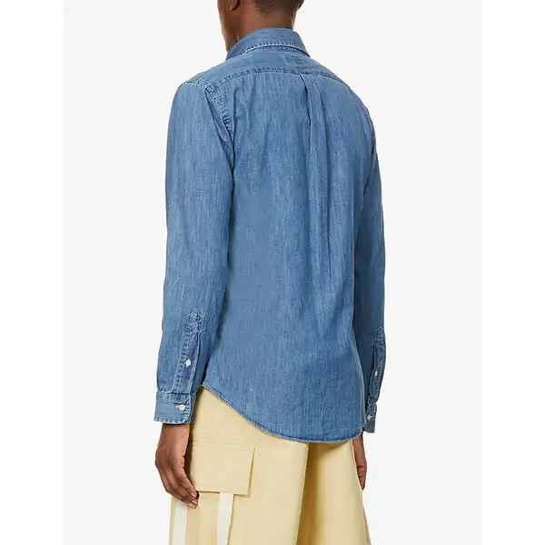 Polo Ralph Lauren Long-sleeved Button-down Slim-fit Cotton Chambray Shirt - Dark Wash