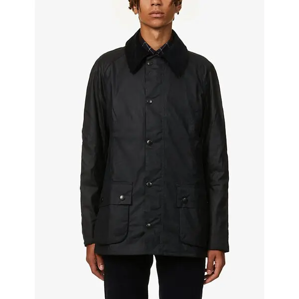 Barbour Ashby Corduroy-trimmed Waxed Cotton Jacket - Navy