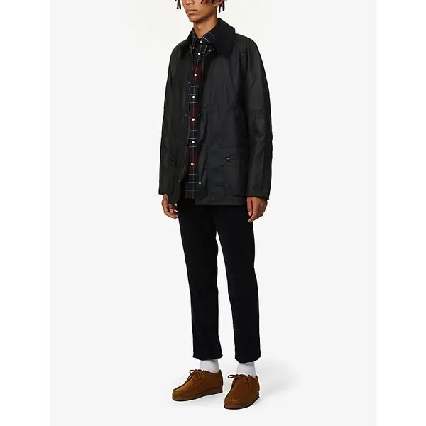 Barbour Ashby Corduroy-trimmed Waxed Cotton Jacket - Navy