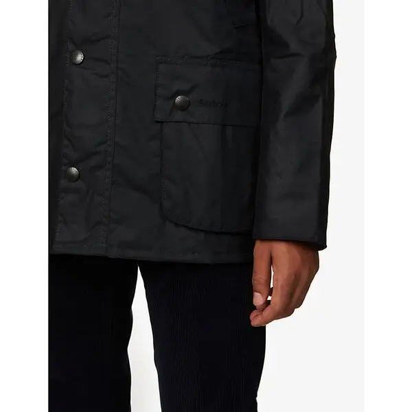Barbour Ashby Corduroy-trimmed Waxed Cotton Jacket - Navy