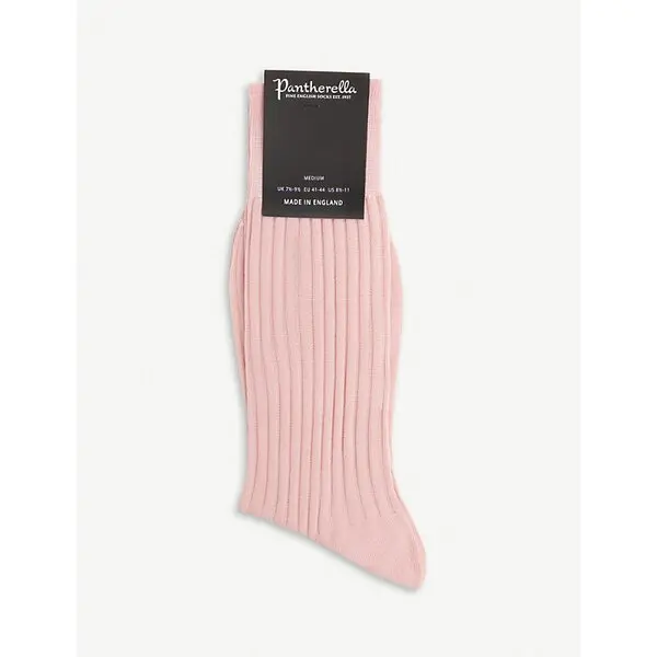 Pantherella Ribbed Cotton-blend Socks - Dusty Pink