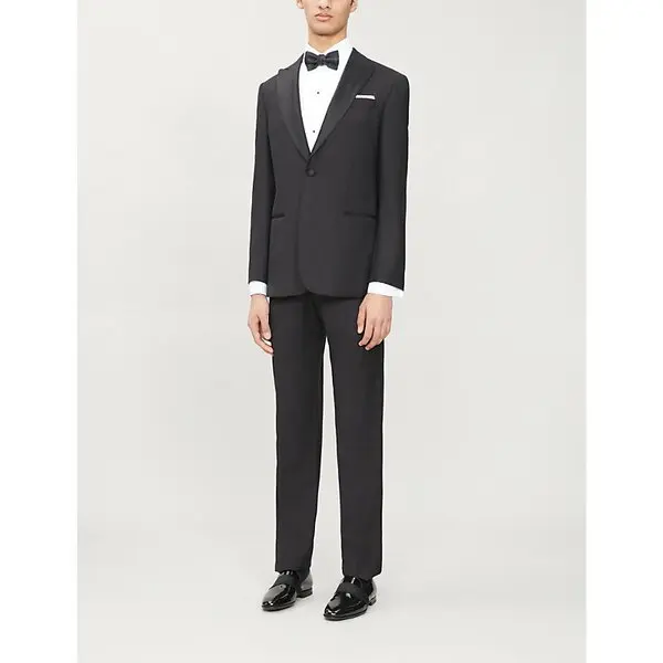 Eton Piqué Contemporary-fit Cotton-twill Black Tie Shirt
