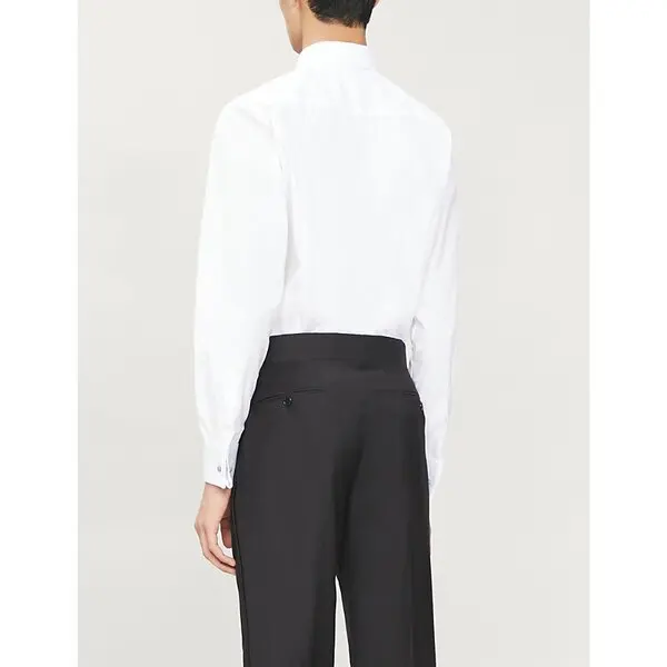 Eton Piqué Contemporary-fit Cotton-twill Black Tie Shirt