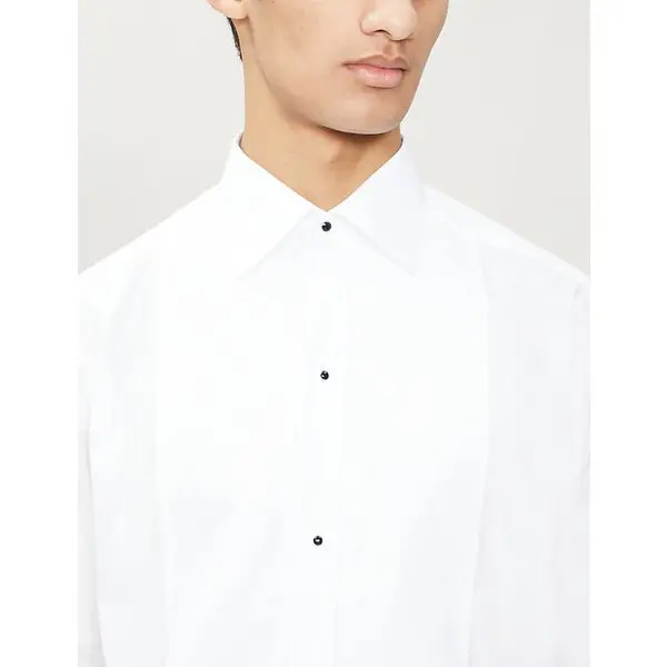 Eton Piqué Contemporary-fit Cotton-twill Black Tie Shirt