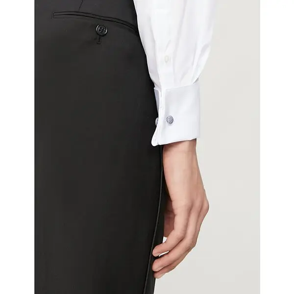 Eton Piqué Contemporary-fit Cotton-twill Black Tie Shirt