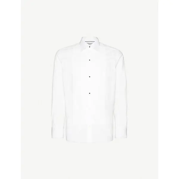 Eton Piqué Contemporary-fit Cotton-twill Black Tie Shirt