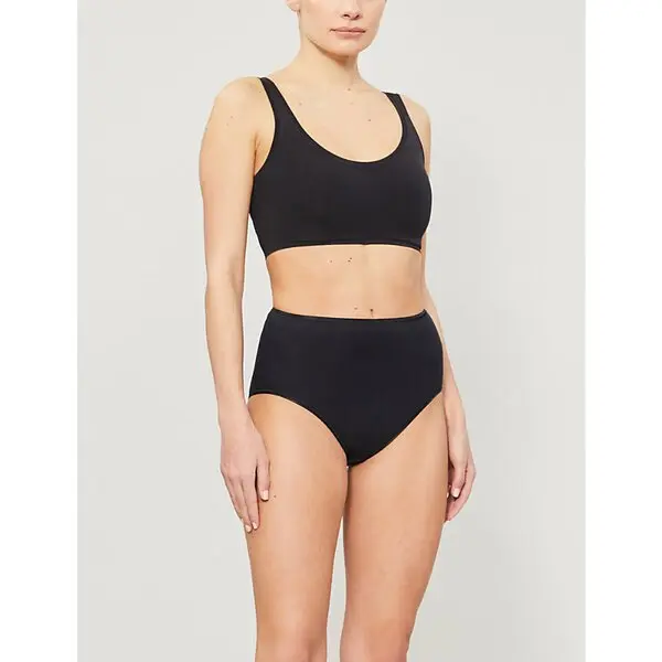 Hanro Seamless Maxi High-rise Cotton-jersey Briefs - Black