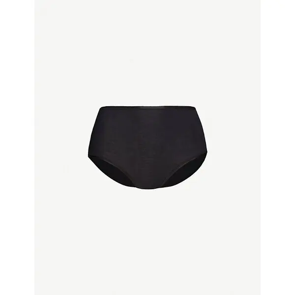 Hanro Seamless Maxi High-rise Cotton-jersey Briefs - Black