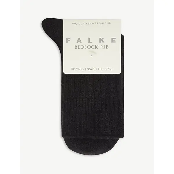 Falke Bedsock Ribbed Knitted Wool-blend Socks - 3009 Black