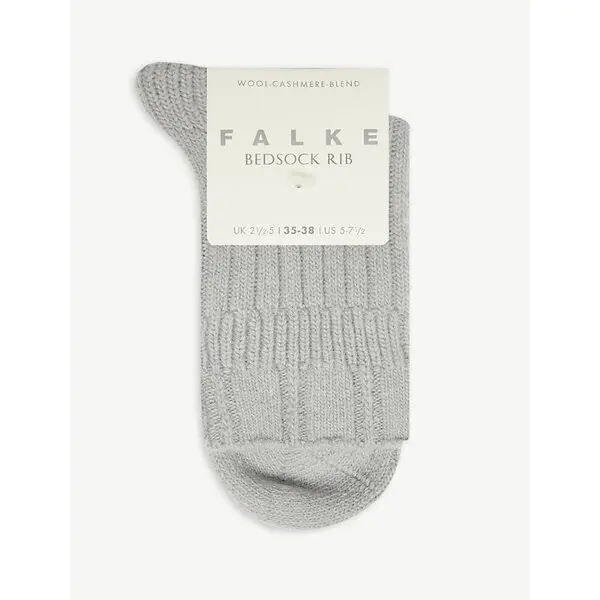 Falke Bedsock Ribbed Knitted Wool-blend Socks - 3290 Silver