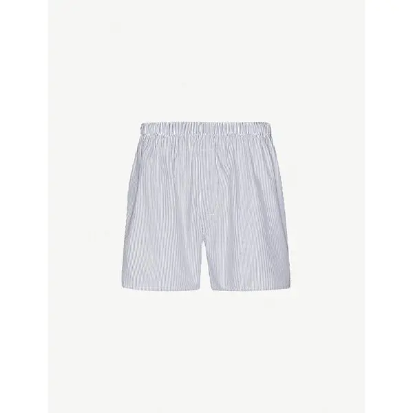 Sunspel Pinstripe Relaxed-fit Cotton Boxer Shorts - White Navy