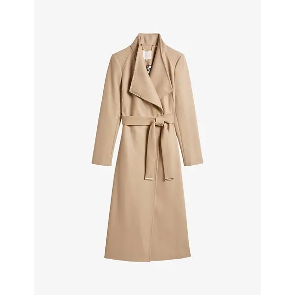 Ted Baker London Rosell Wool-Blend Midi-Length Wrap Coat - Camel