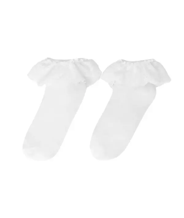 Maje Bonneterie Frilled Cotton-blend Ankle Socks - Blanc