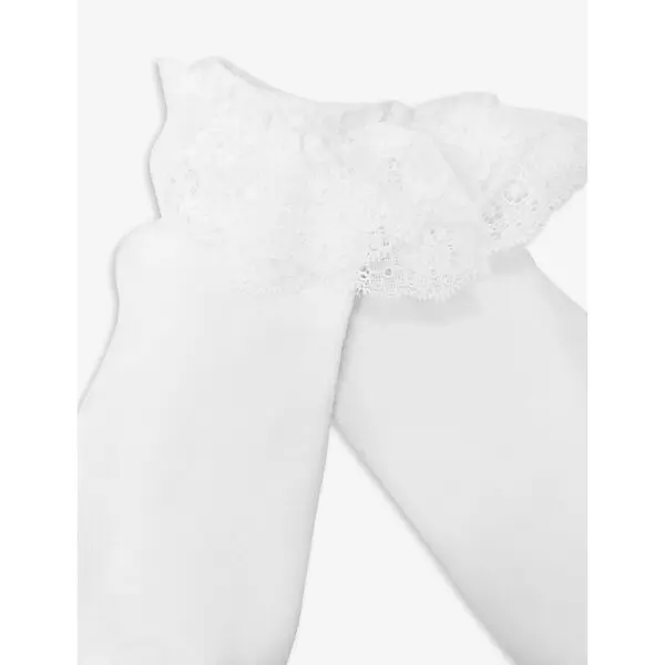 Maje Bonneterie Frilled Cotton-blend Ankle Socks - Blanc