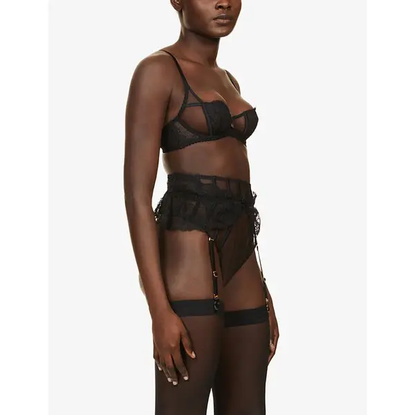 Agent Provocateur Rozlyn Mesh And Lace Suspender Thong Xxl