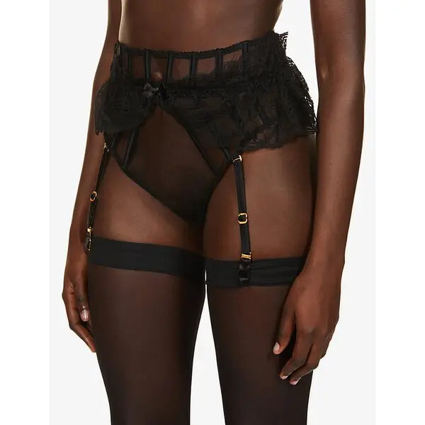 Agent Provocateur Rozlyn Mesh And Lace Suspender Thong Xxl
