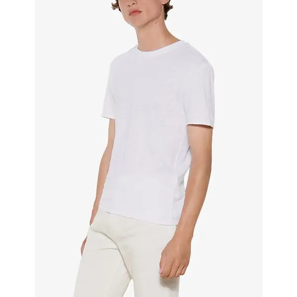 Sandro Crewneck Linen-jersey T-shirt - White