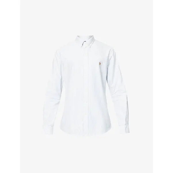 Polo Ralph Lauren Long-sleeved Button-down Slim-fit Cotton Oxford Shirt - Bsr Blue/white Stripe