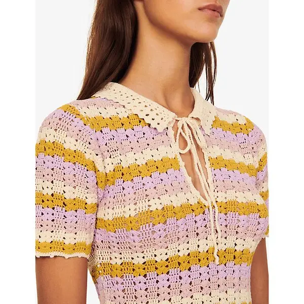 sandro crochet fish dress Sandro Fish-Motif Crochet-Knit Dress In Neutrals - 50% Off