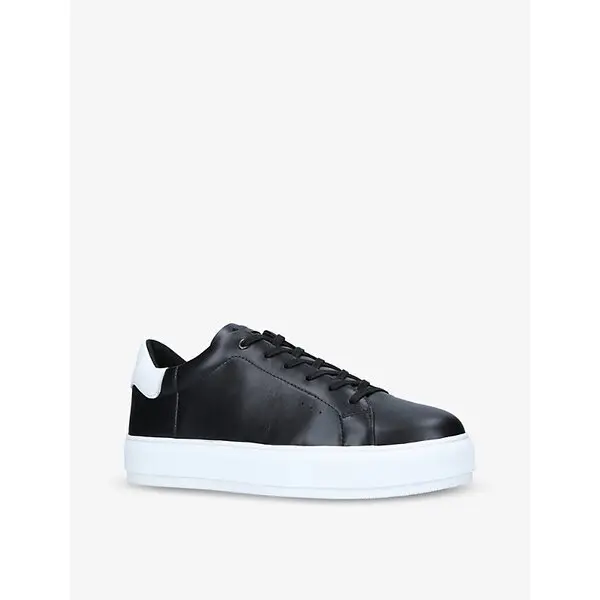 Kurt Geiger Laney Platform Leather Trainers - Black