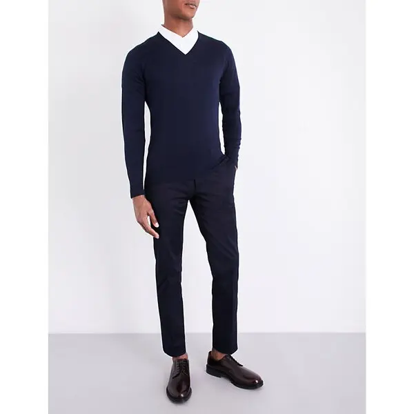 John Smedley Blenheim V-neck Wool Jumper - Midnight