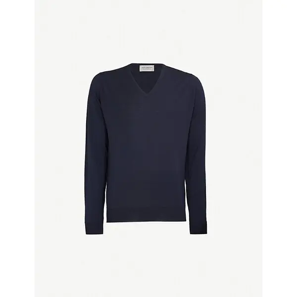 John Smedley Blenheim V-neck Wool Jumper - Midnight