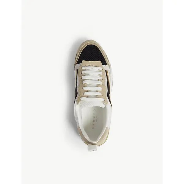 Sandro Flame Leather And Mesh Trainers - Gold
