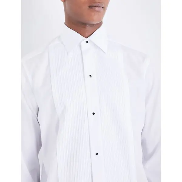 Eton Contemporary Pleated-panel Double-cuff Cotton Evening Shirt