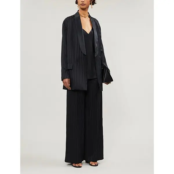JOSEPH Clea V-neck Silk-satin Top - Black