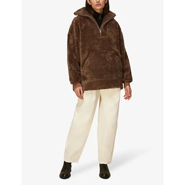 Whistles Zipped Oversized Borg Sweatshirt