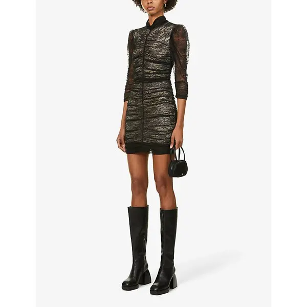 Pinko Esquel Ruched-lace Mini Dress