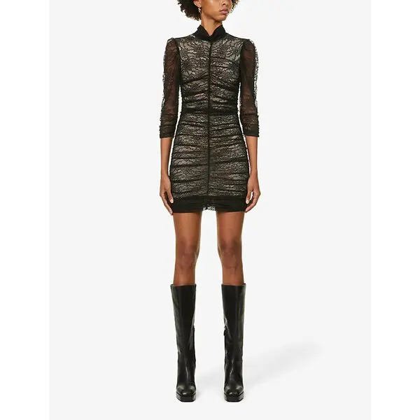Pinko Esquel Ruched-lace Mini Dress