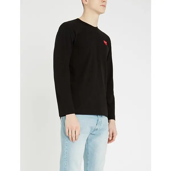 Play Comme Des Garcon Heart-appliquéd Cotton Top - Black