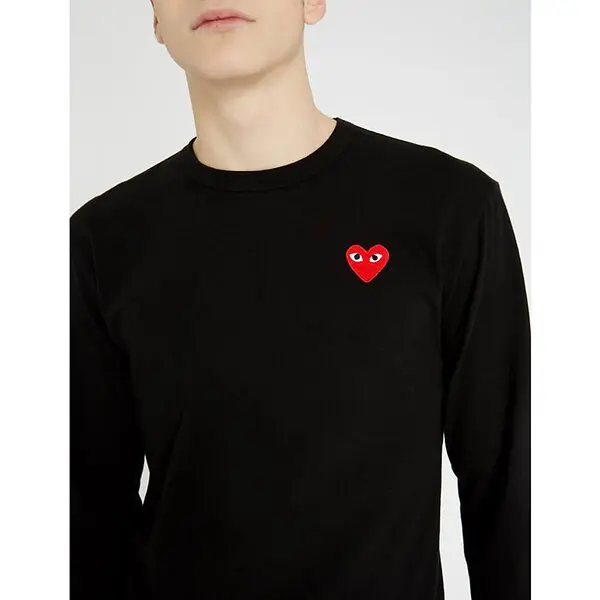 Play Comme Des Garcon Heart-appliquéd Cotton Top - Black