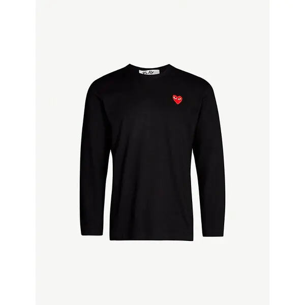 Play Comme Des Garcon Heart-appliquéd Cotton Top - Black