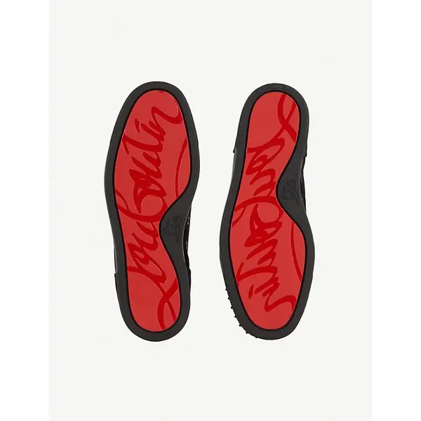 CHRISTIAN LOUBOUTIN Louis Junior Spikes Flat Veau Velours