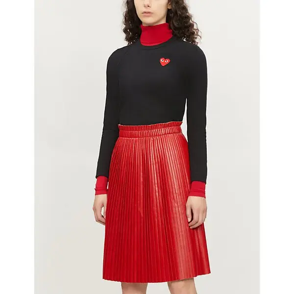 Play Comme Des Garcon Heart Appliqué Cotton-jersey Top - Black