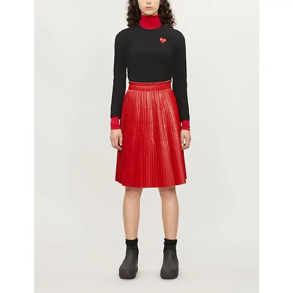 Play Comme Des Garcon Heart Appliqué Cotton-jersey Top - Black