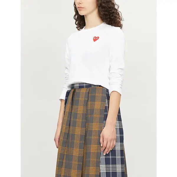 Play Comme Des Garcon Comme Des Garçons Play Heart Appliquéd Top - White