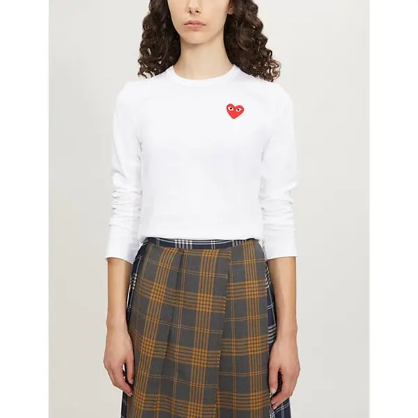 Play Comme Des Garcon Comme Des Garçons Play Heart Appliquéd Top - White