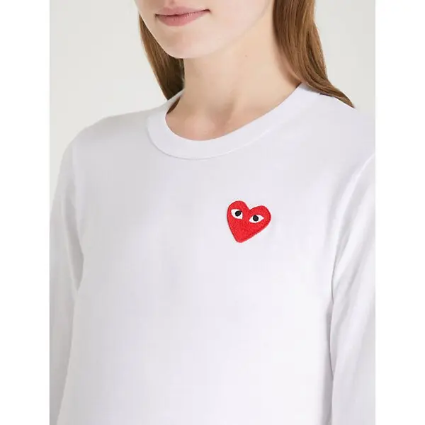 Play Comme Des Garcon Comme Des Garçons Play Heart Appliquéd Top - White