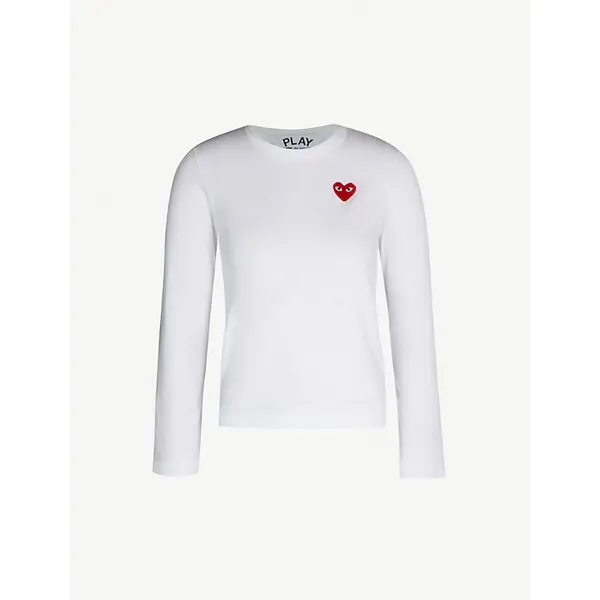 Play Comme Des Garcon Comme Des Garçons Play Heart Appliquéd Top - White