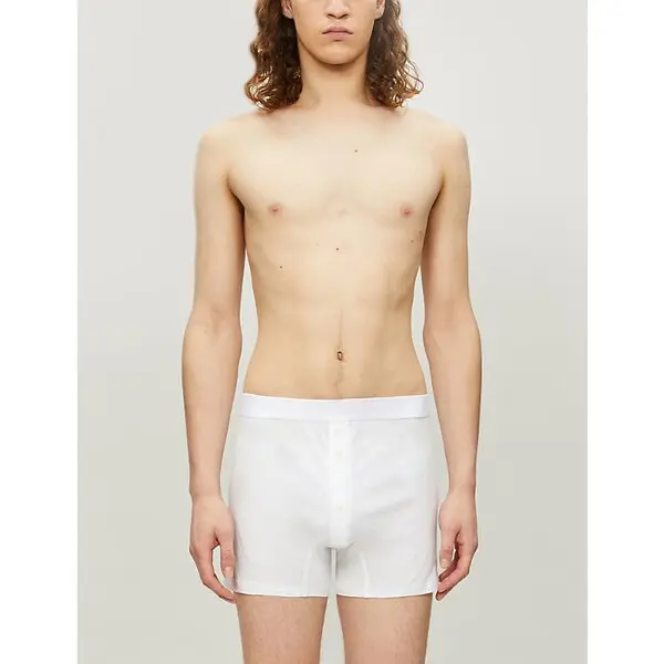 Sunspel Superfine Two-button Boxer Shorts Xxl - White