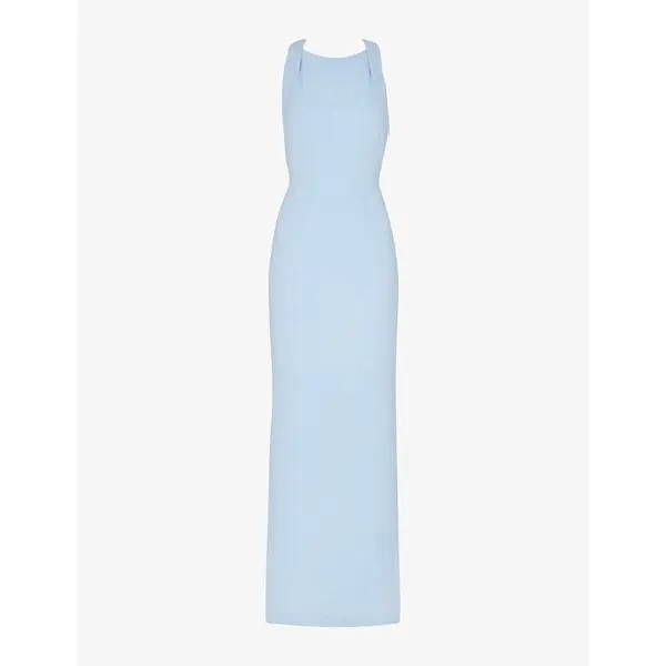 Whistles Tie Back Stretch-crepe Maxi Dress - Pale Blue