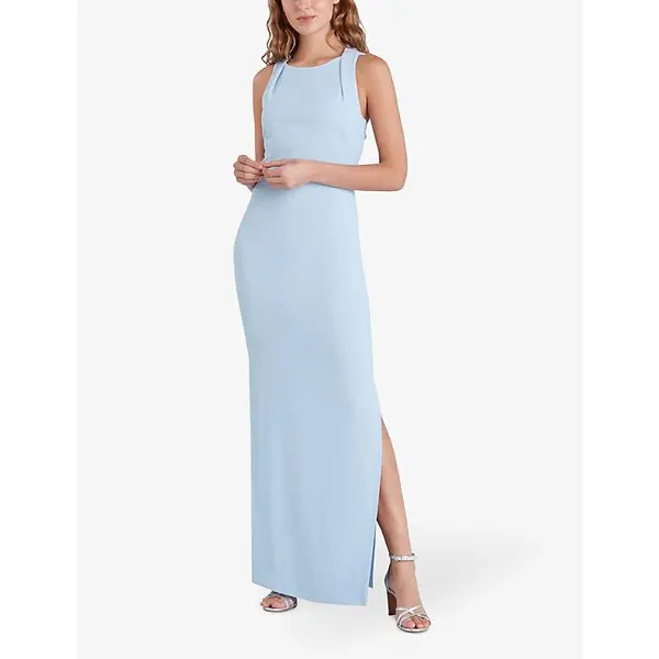 Whistles Tie Back Stretch-crepe Maxi Dress - Pale Blue