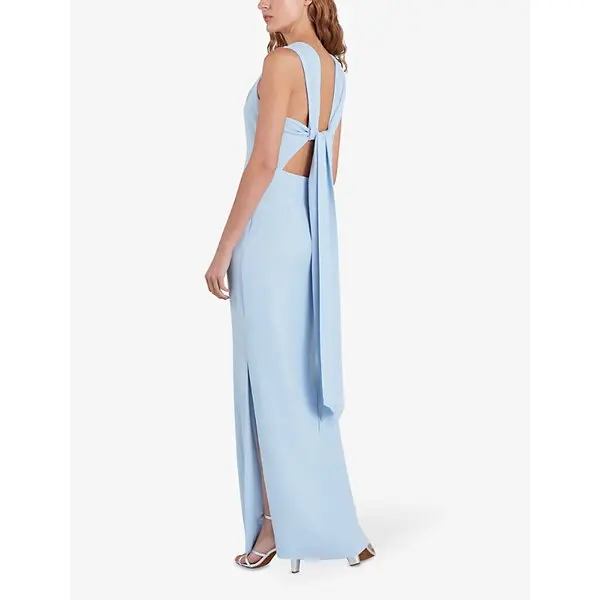 Whistles Tie Back Stretch-crepe Maxi Dress - Pale Blue
