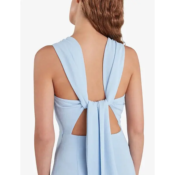 Whistles Tie Back Stretch-crepe Maxi Dress - Pale Blue