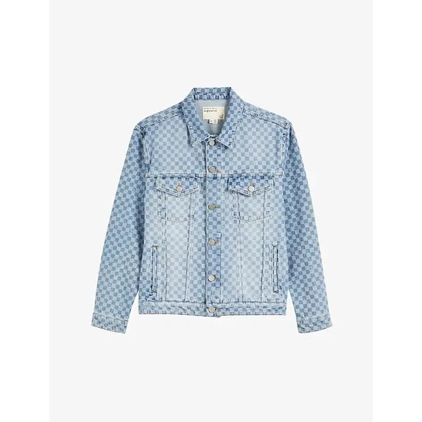 Ted Baker London Falofel Checkered Denim Trucker Jacket