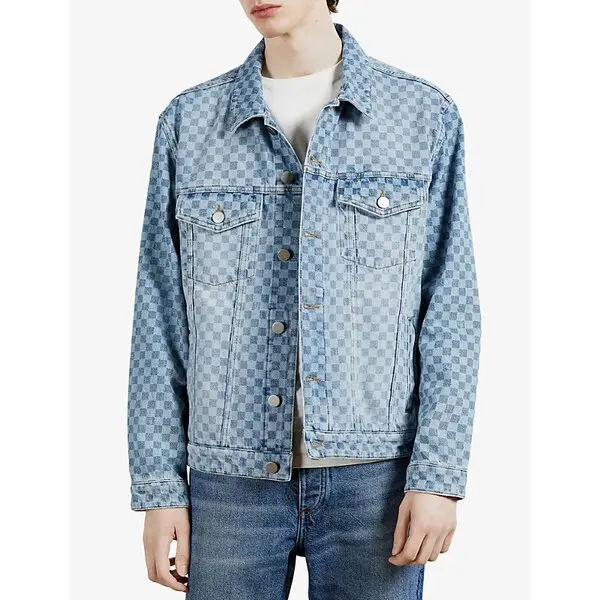 Ted Baker London Falofel Checkered Denim Trucker Jacket