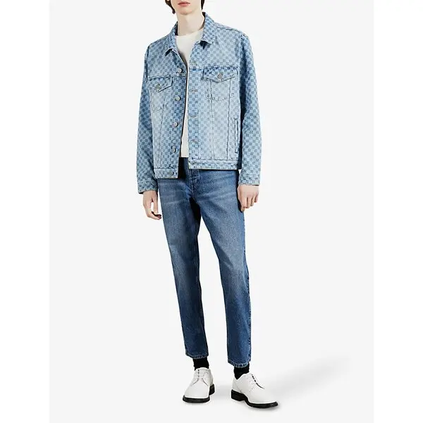 Ted Baker London Falofel Checkered Denim Trucker Jacket